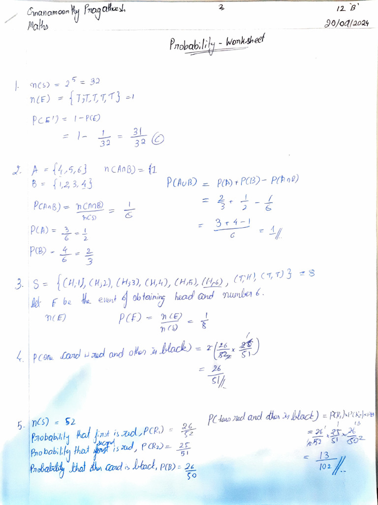Probability Ws Solutions | PDF