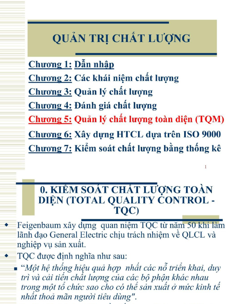 Slide PDF Quản lý chất lượng toàn diện TQM | PDF