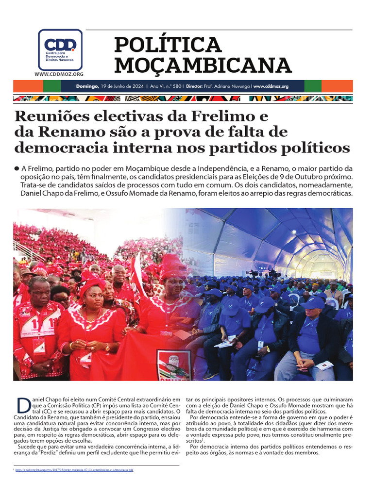 Reunioes Electivas Da Frelimo e Da Renamo Sao a Prova de Falta de Democracia Interna Nos ...