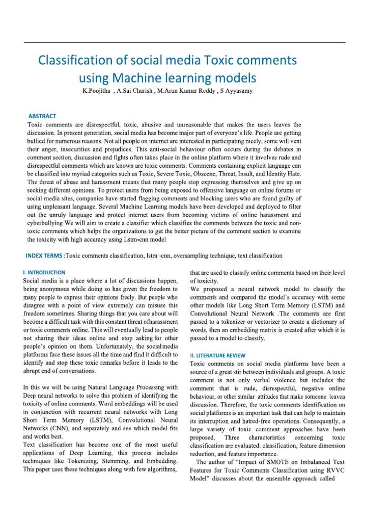 toxic comment paper | PDF