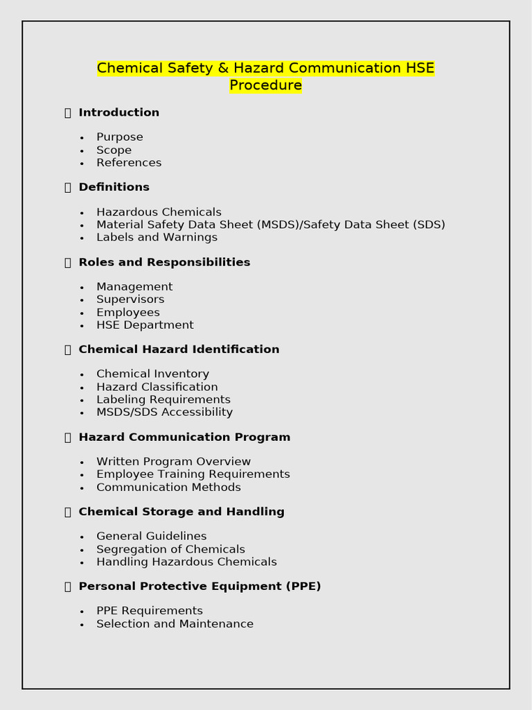 Chemical-Safety-Hazard-Communication-HSE-Procedure | PDF | Dangerous ...