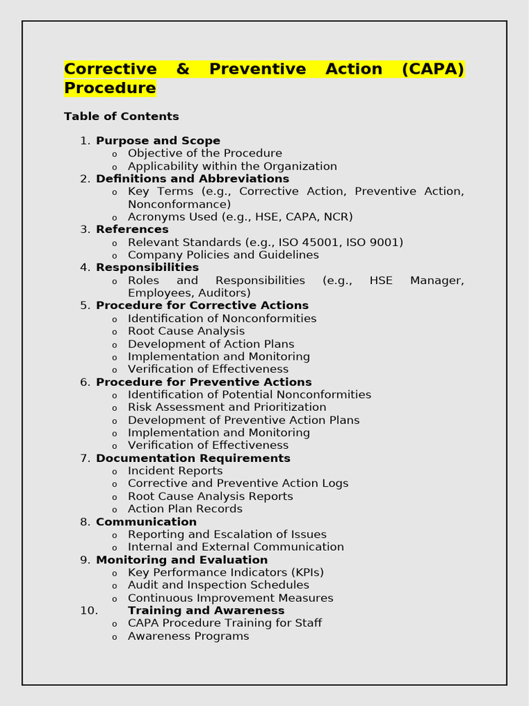 Corrective-Preventive-Action-Procedure | PDF | Risk | Audit