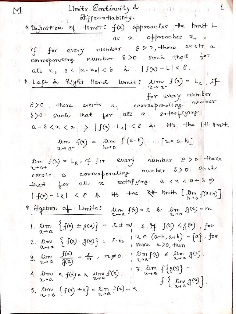 Limits, Continuity & Differentiability | PDF