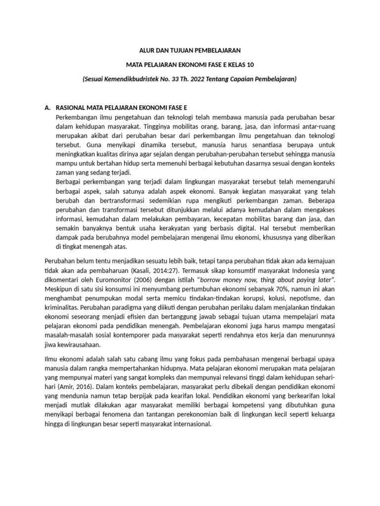 Alur Dan Tujuan Pembelajaran | PDF