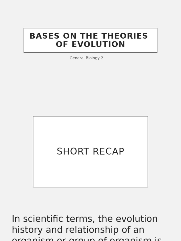 Bases On The Theories of Evolution PPT.X 1 | PDF | Phylogenetic Tree ...
