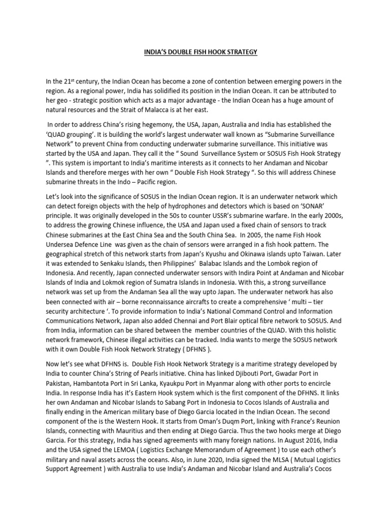 Double Fish Hook Strategy of India ( Writing Sample ) | PDF | Naval ...