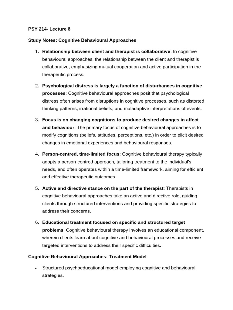 PSY 214- L8 | PDF | Rational Emotive Behavior Therapy | Cognitive ...