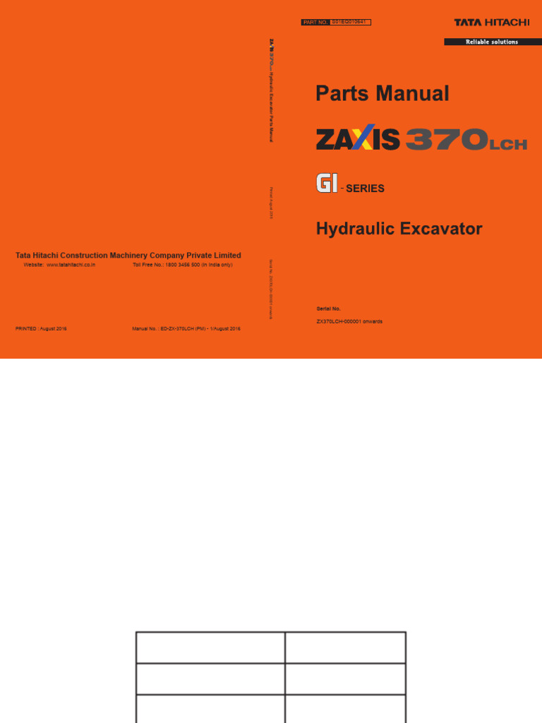Tata Hitachi ZX370 Parts Manual | PDF | Valve | Pump