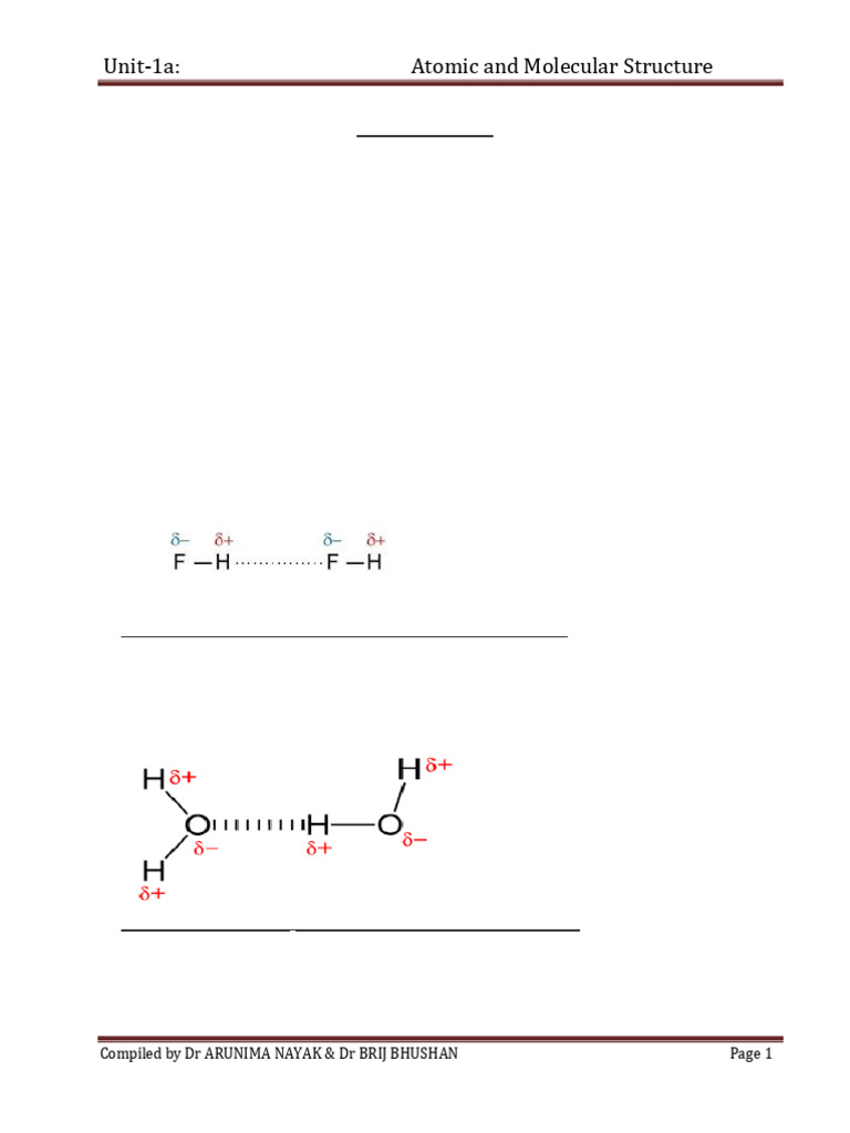 Unit 1a-Hydrogen Bonding | PDF | Chemical Bond | Hydrogen Bond