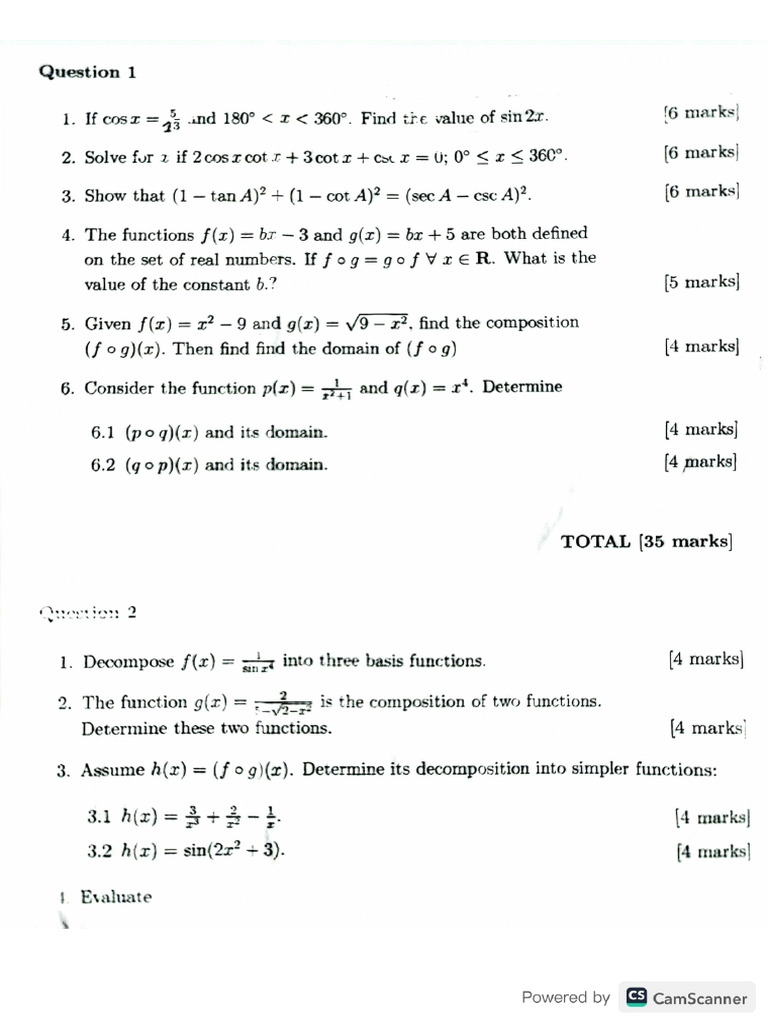 PRE-CALCULUS TUTORIAL 2 | PDF