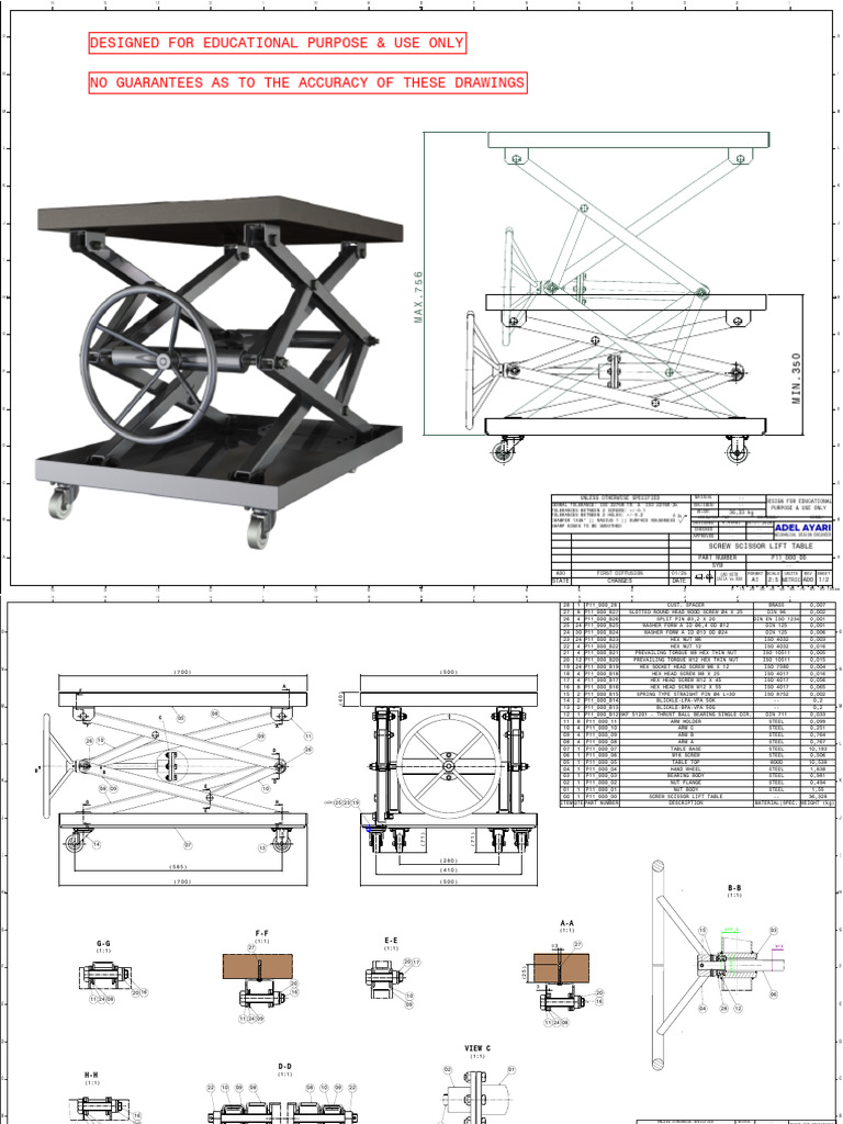 Screw Scissor Lift Table Design | PDF | Screw | Mechanical Engineering