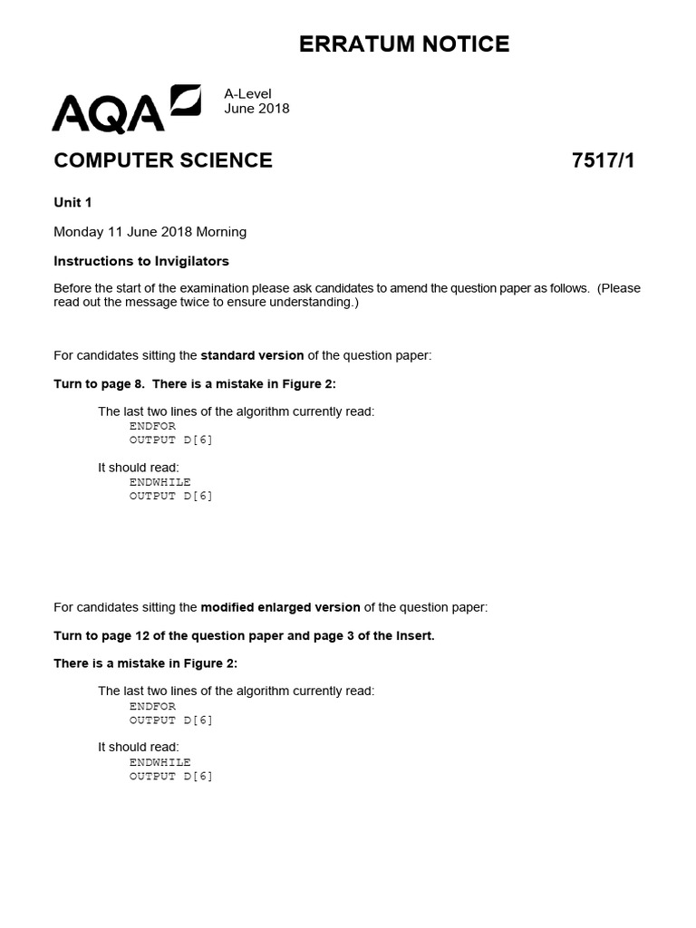 Aqa 75171 Err Jun18 | PDF