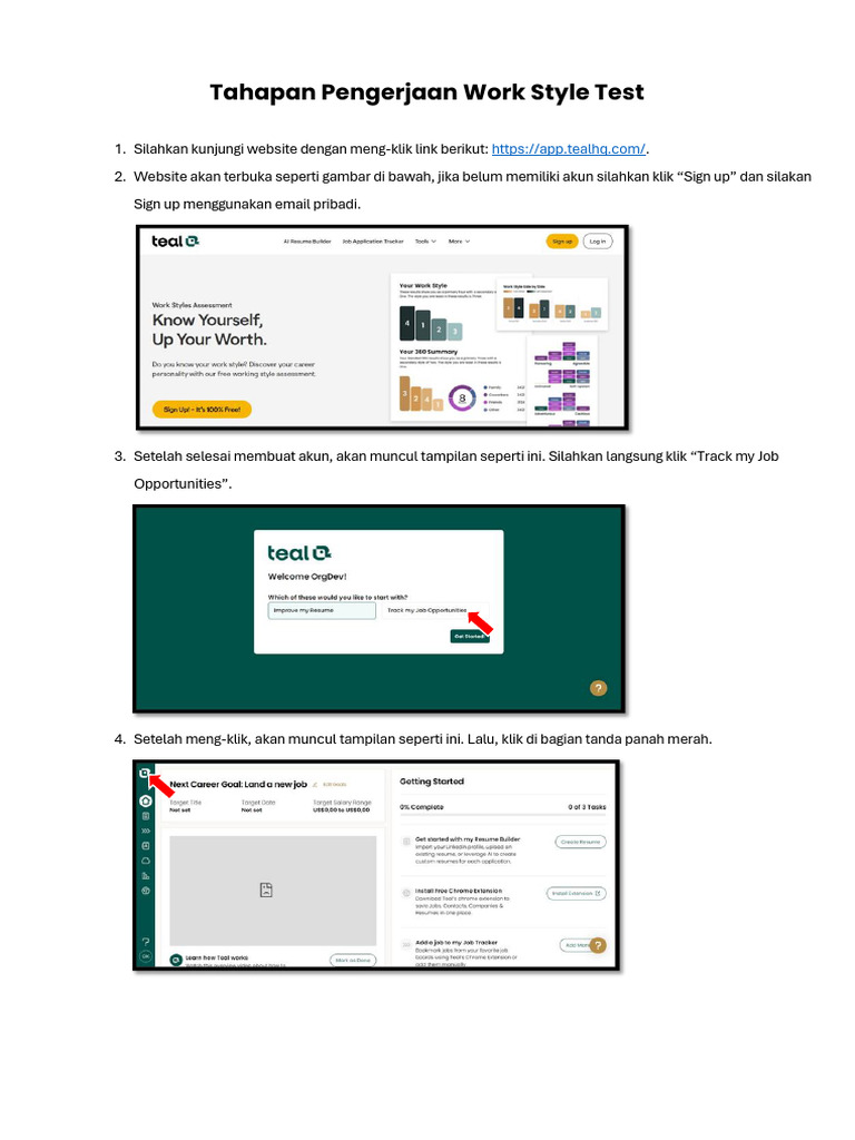 Tahapan Pengerjaan Work Style Test | PDF
