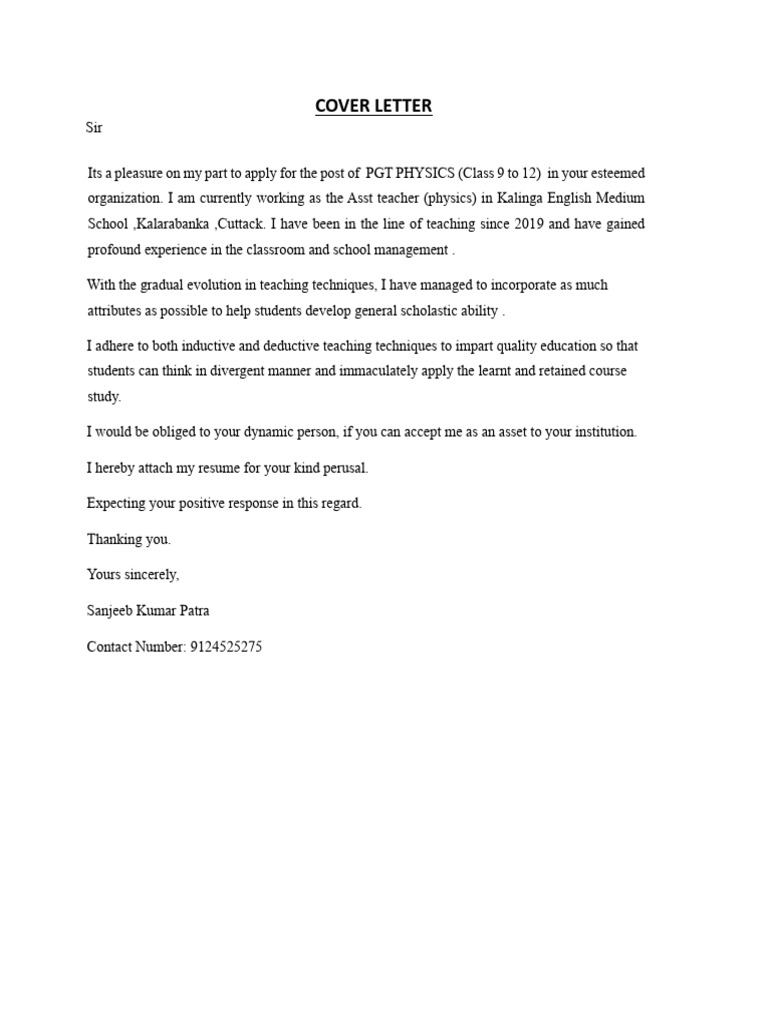 COVER - LETTER Sanjeeb Patra | PDF