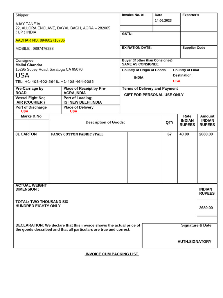 INVOICE | PDF | Business Documents | Supply Chain Management
