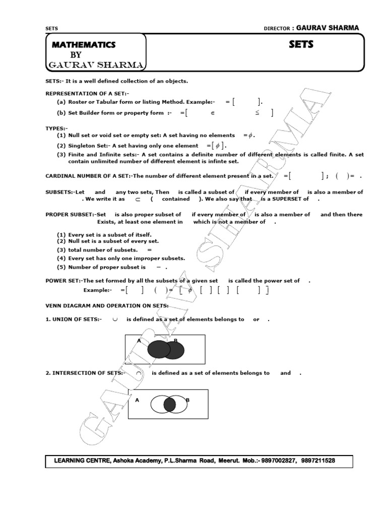 Sets Formula (Board) | PDF | Set (Mathematics) | Mathematical Objects