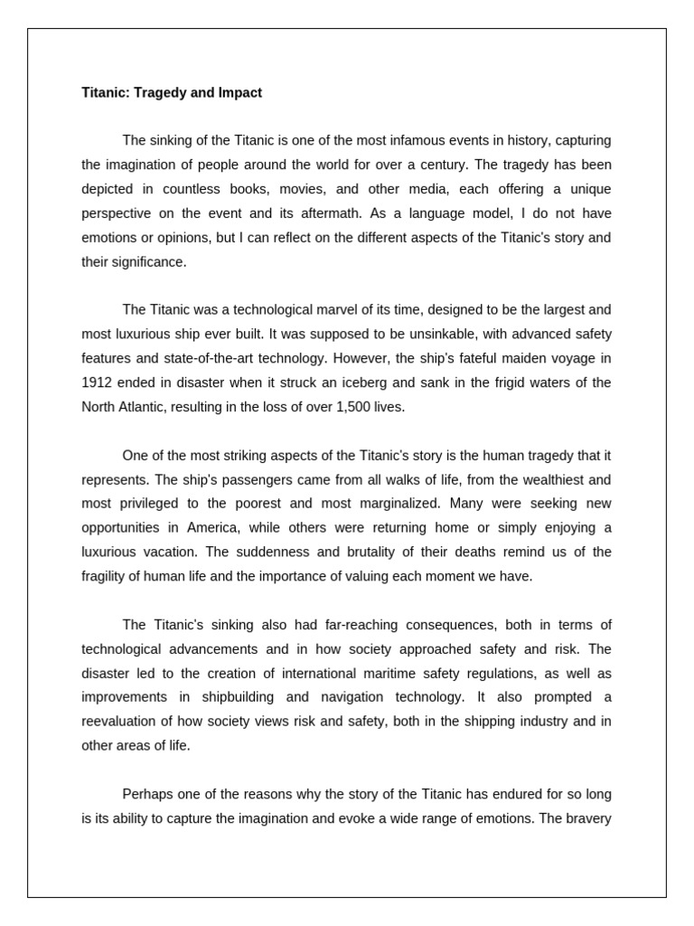Titanic - Tragedy and Impact | PDF | Maritime Disasters | Shipping
