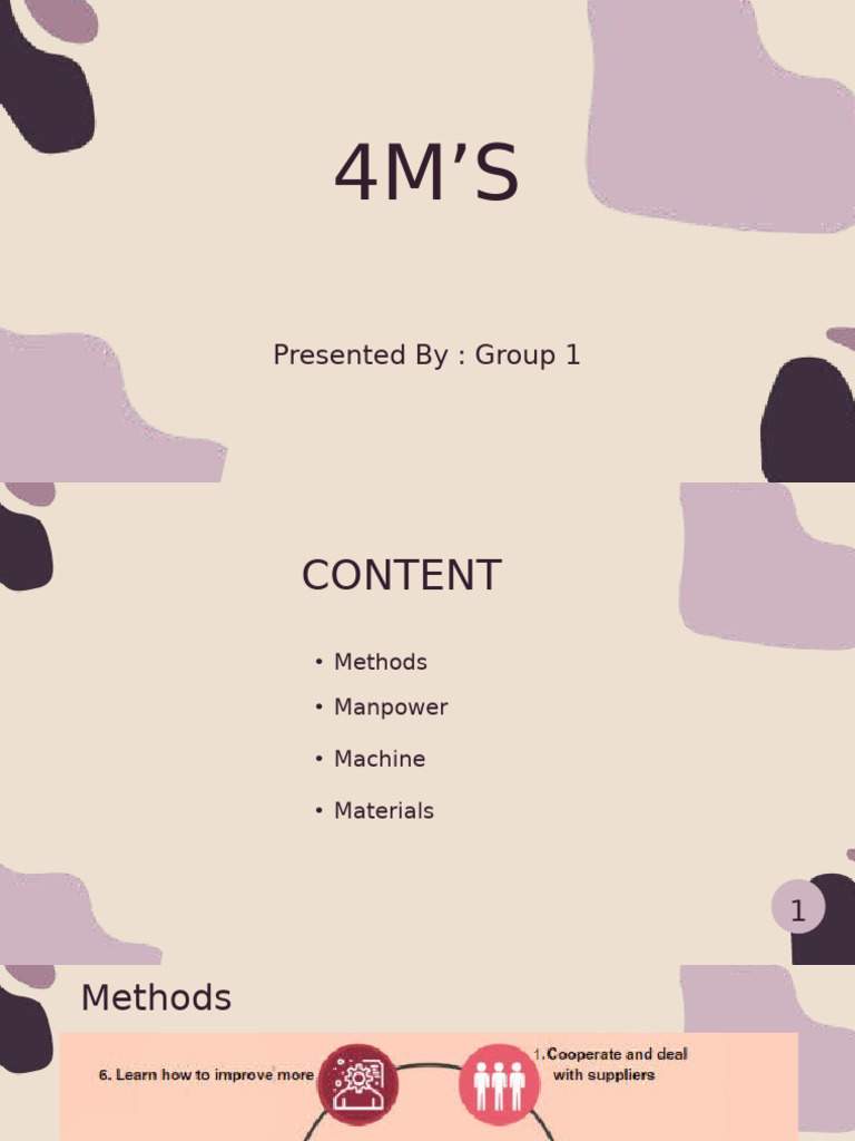 4M’s Group 1 | PDF | Foods