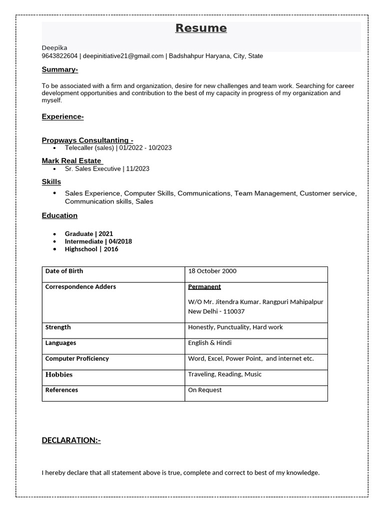 Resume format | PDF
