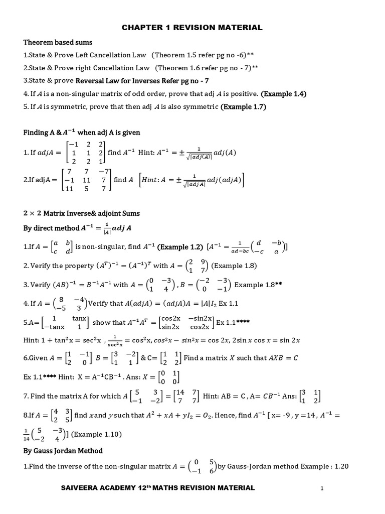 12th Maths Volume 1 Revision | PDF | Functions And Mappings | Applied ...