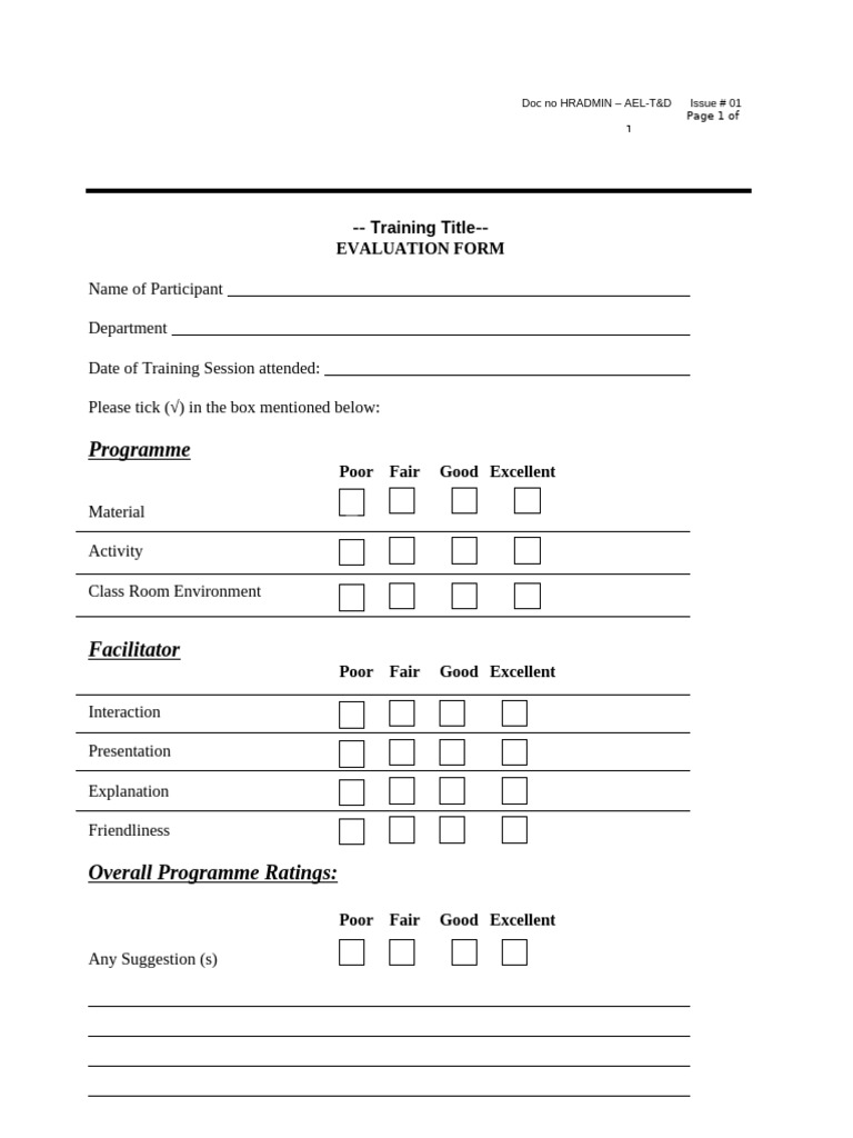 HR T&D Evaluations Form | PDF