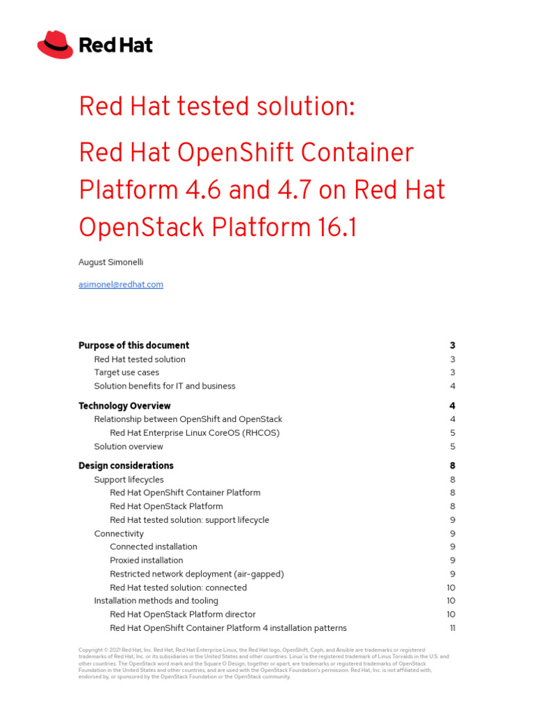 CL Openshift On Openstack Reference Architecture f28297 202105 en | PDF | Open Stack | Cloud ...
