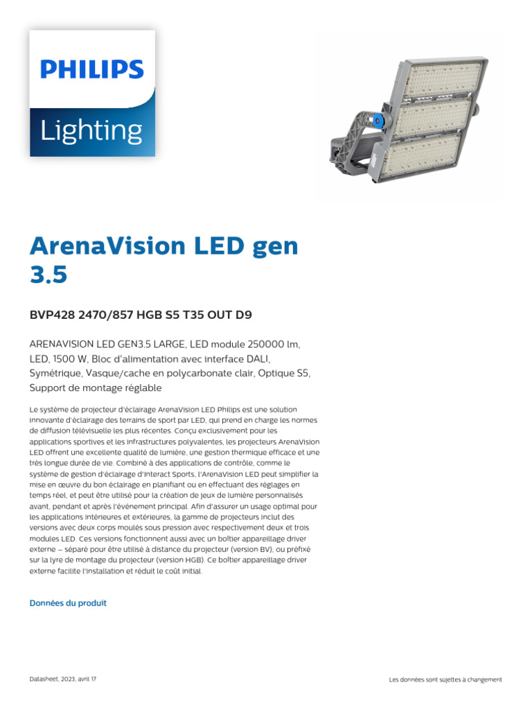 Projecteur ArenaVision LED 1500W | PDF | Diode électroluminescente ...