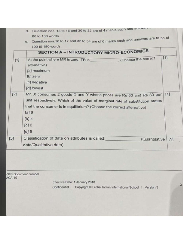 Sample Question Paper | PDF