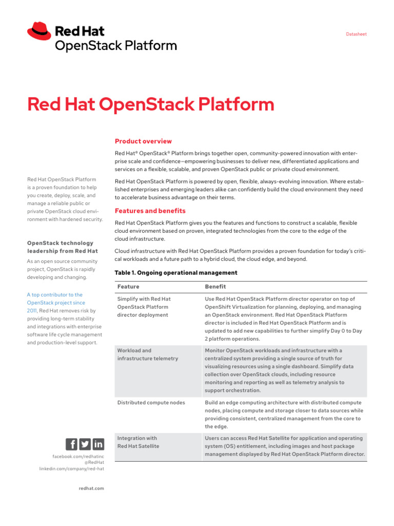 CL Openstack Platform Datasheet f32125wg 202210 en | PDF | Open Stack | Red Hat