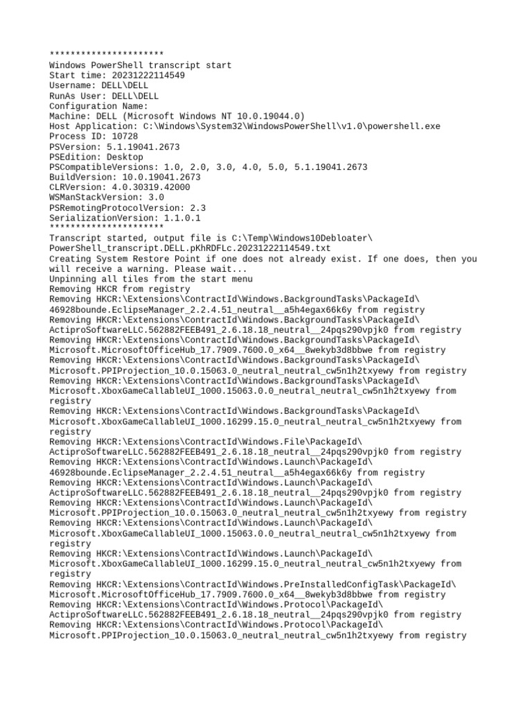 Windows 10 Debloating Process | PDF | Windows Registry | Microsoft Software