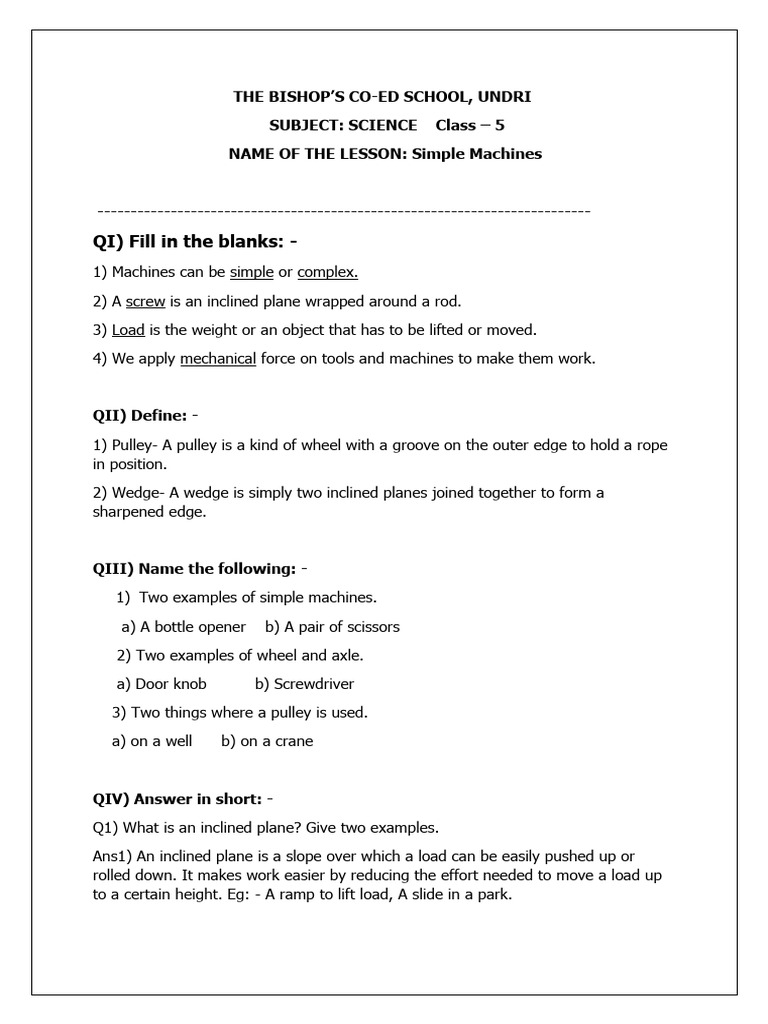 01122022081512science Notes Simple Machines. | PDF
