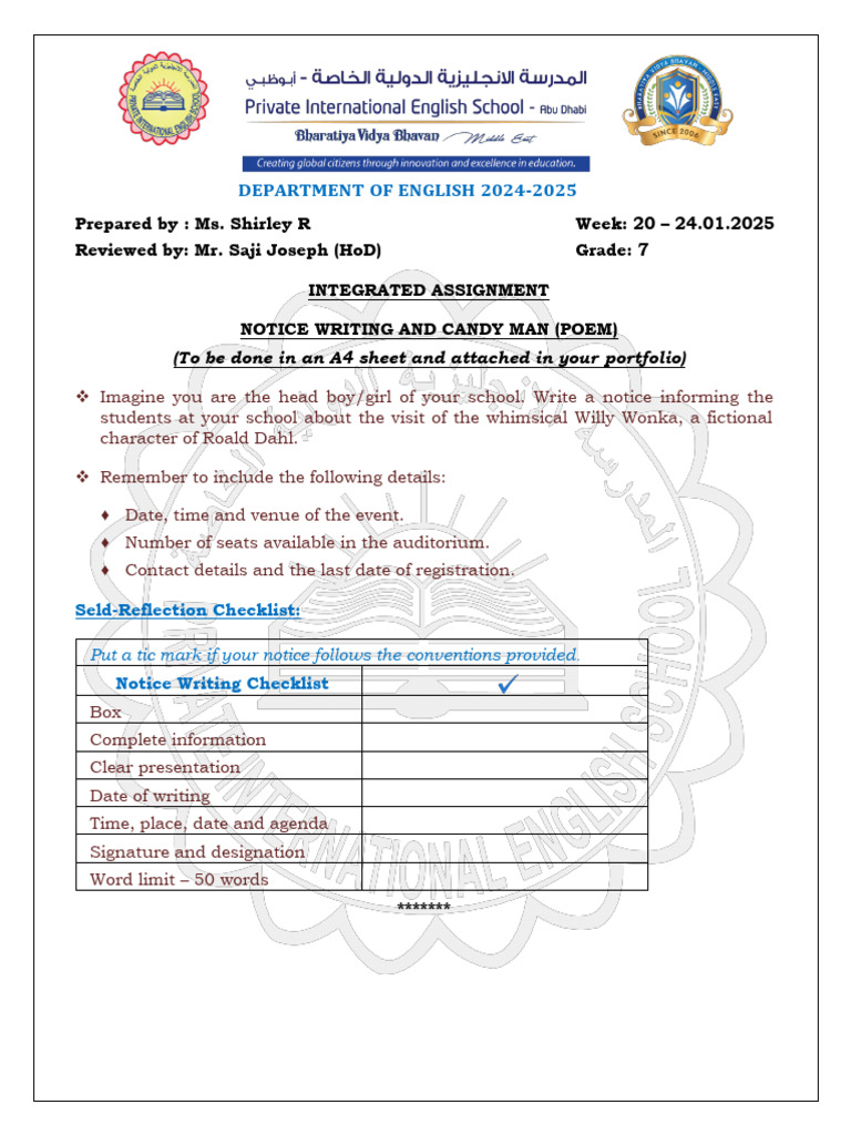 Notice Writing - Integrated Assignment | PDF