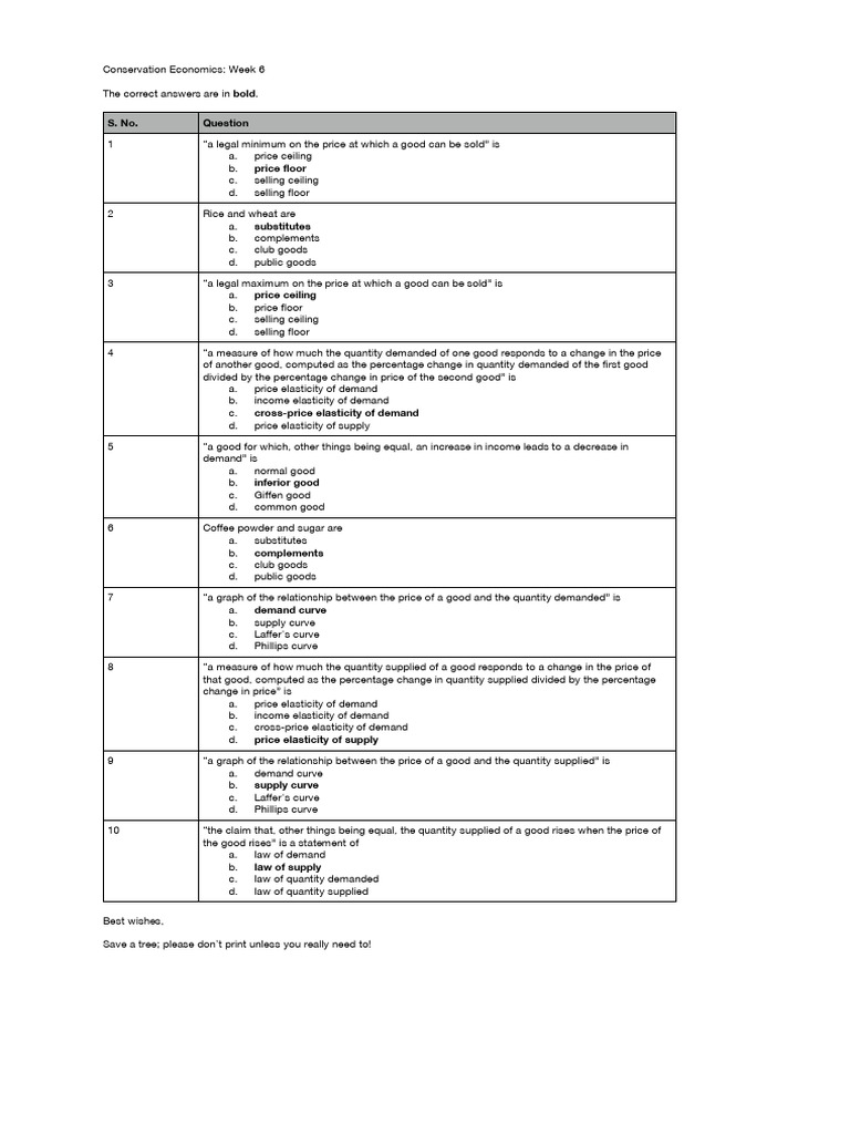Week 6 - Solution - 2024 | PDF | Elasticity (Economics) | Demand