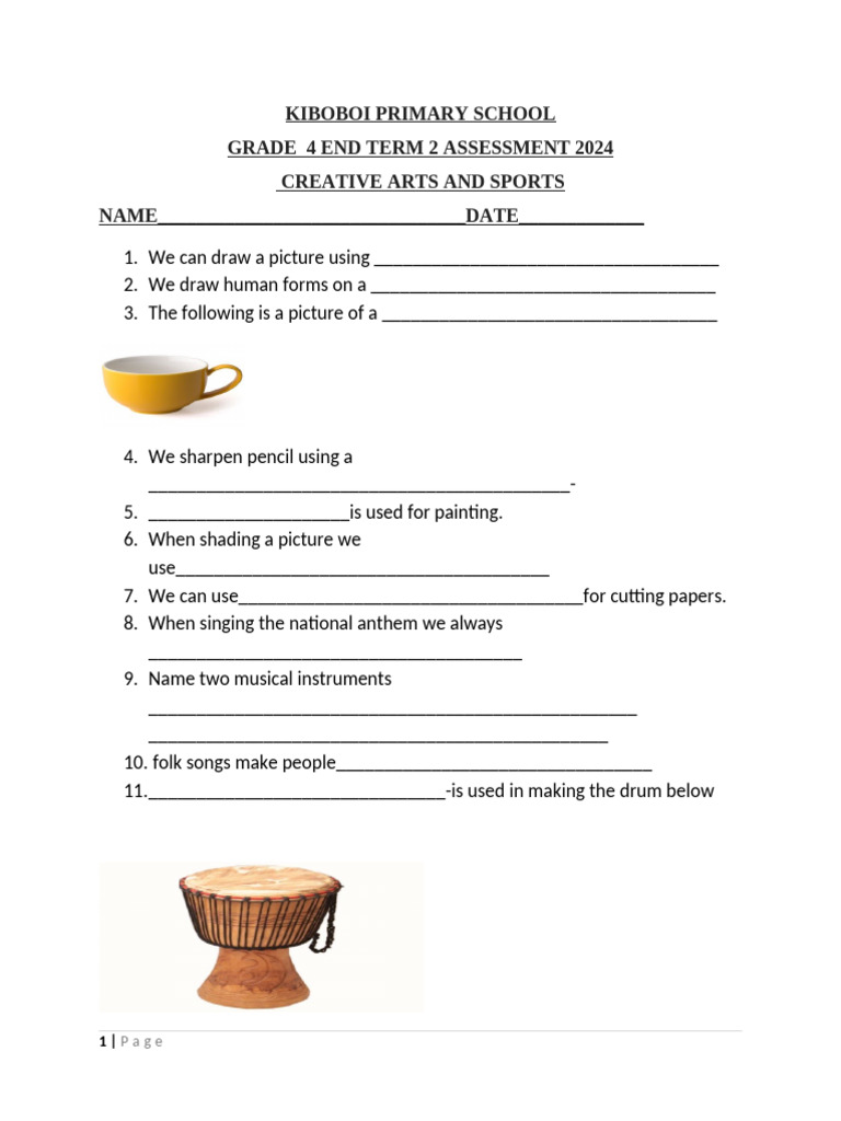 Grade 4 Creative Arts Assessment 2024 | PDF