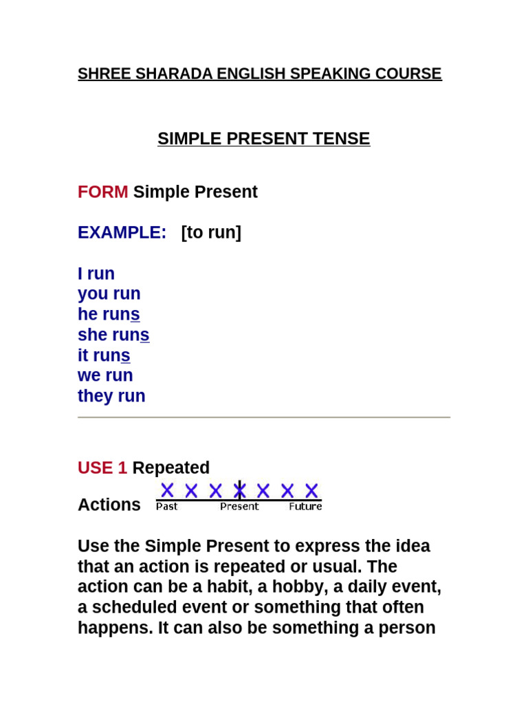 1 Simple Present Tense | PDF | Verb | Grammatical Number