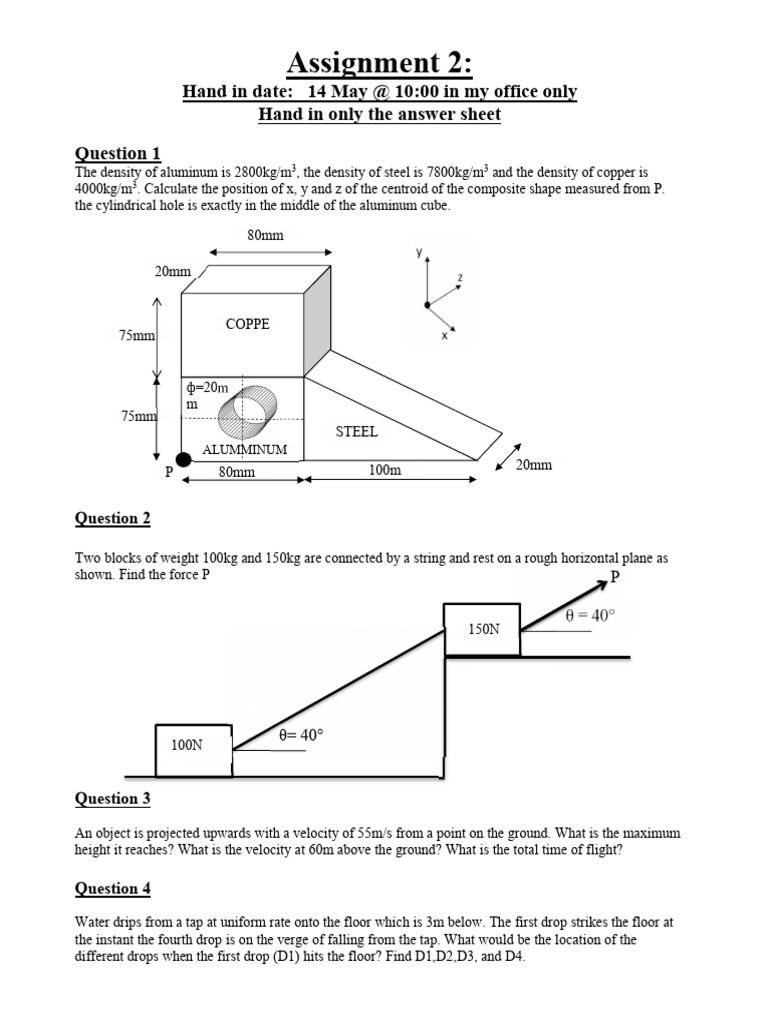 Engineering Mechanics Assignment Questions | PDF | Force | Acceleration