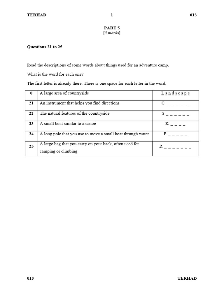 Adventure Camp Vocabulary and Flood Survivor Interview | PDF