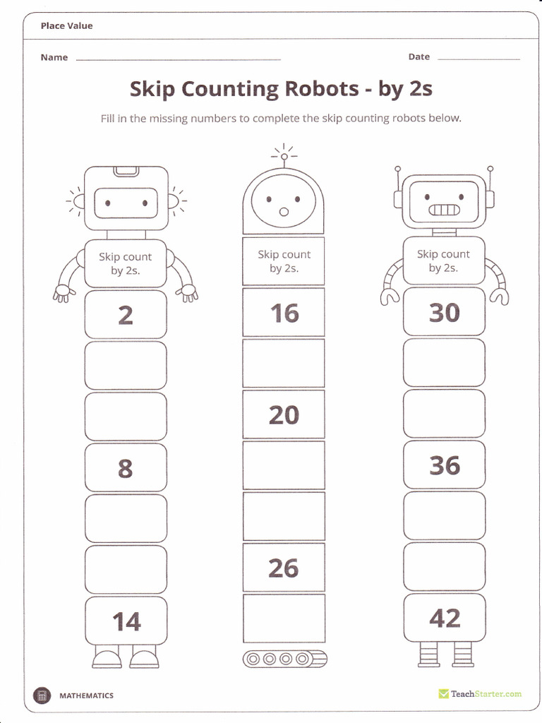 Skip Counting Robots 2's | PDF