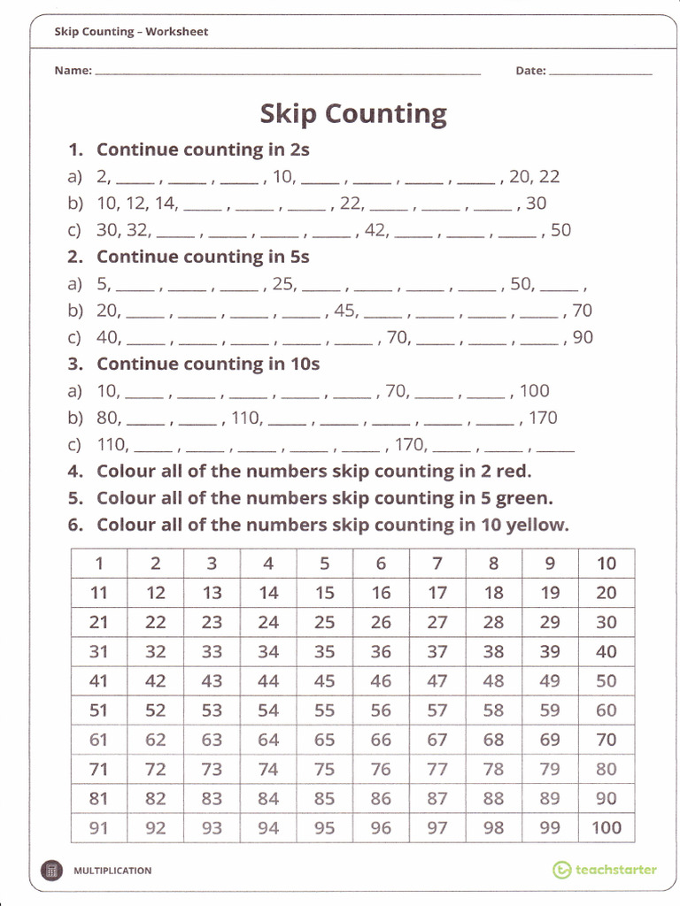 Skip counting forwards-backwards | PDF