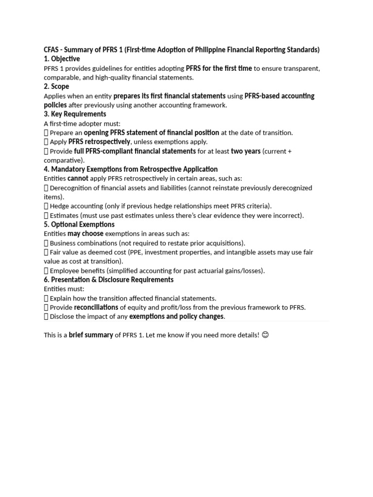 PFRS 1 | PDF