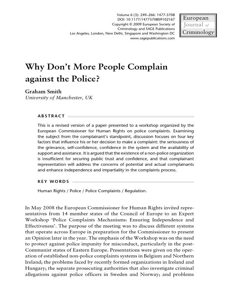 Factors Influencing Police Complaints | PDF | Police | Police Misconduct