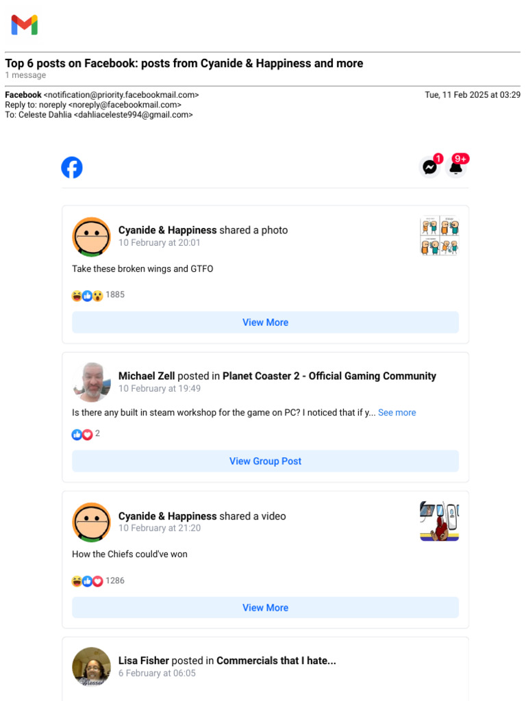 Gmail - Top 6 Posts On Facebook - Posts From Cyanide & Happiness and ...