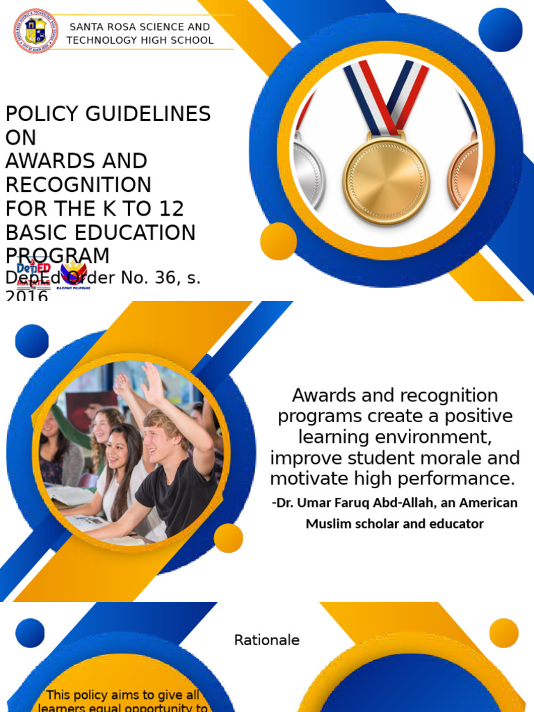 Policy Guidelines On Awards and Recog Do 36 S 2016 | PDF | Learning | Teachers