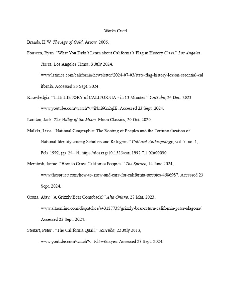 MLA Works Cited Format (1) | PDF