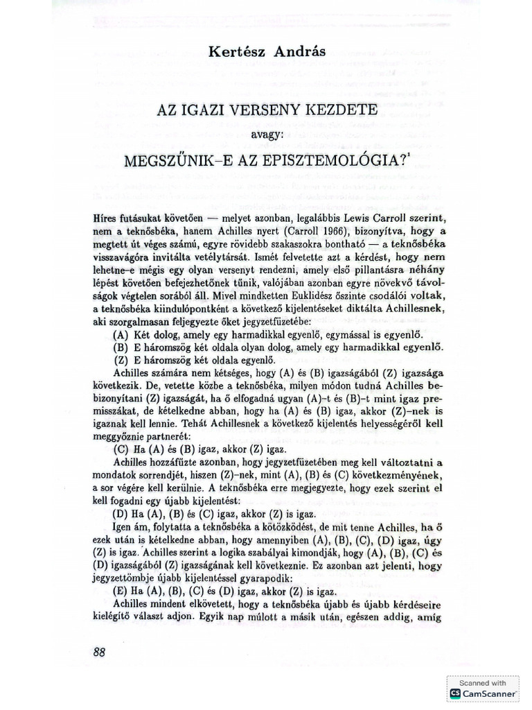 Kertész András - Az igazi verseny kezdete avagy megszűnik-e az episztemológia | PDF