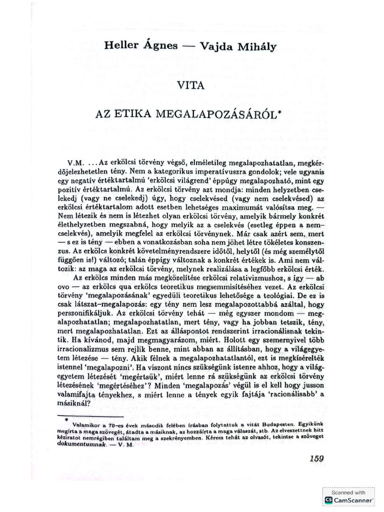 Heller Ágnes, Vajda Mihály - Vita Az Etika Megalapozásáról | PDF