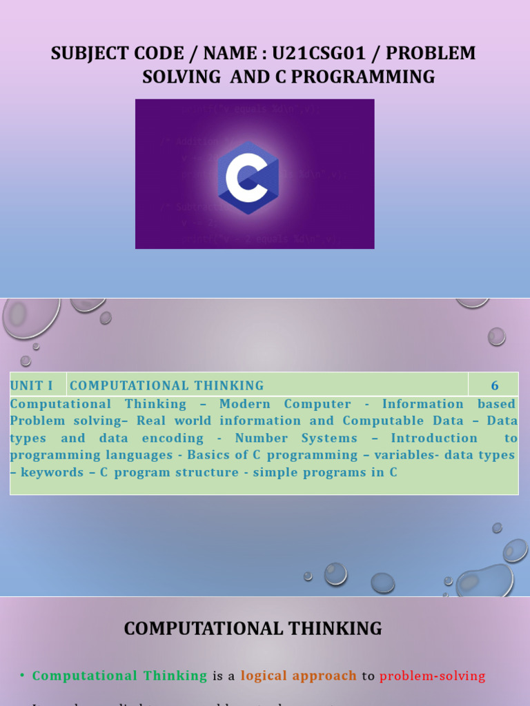 Unit 1 Computational Thinking Pdf Bit Integrated Circuit