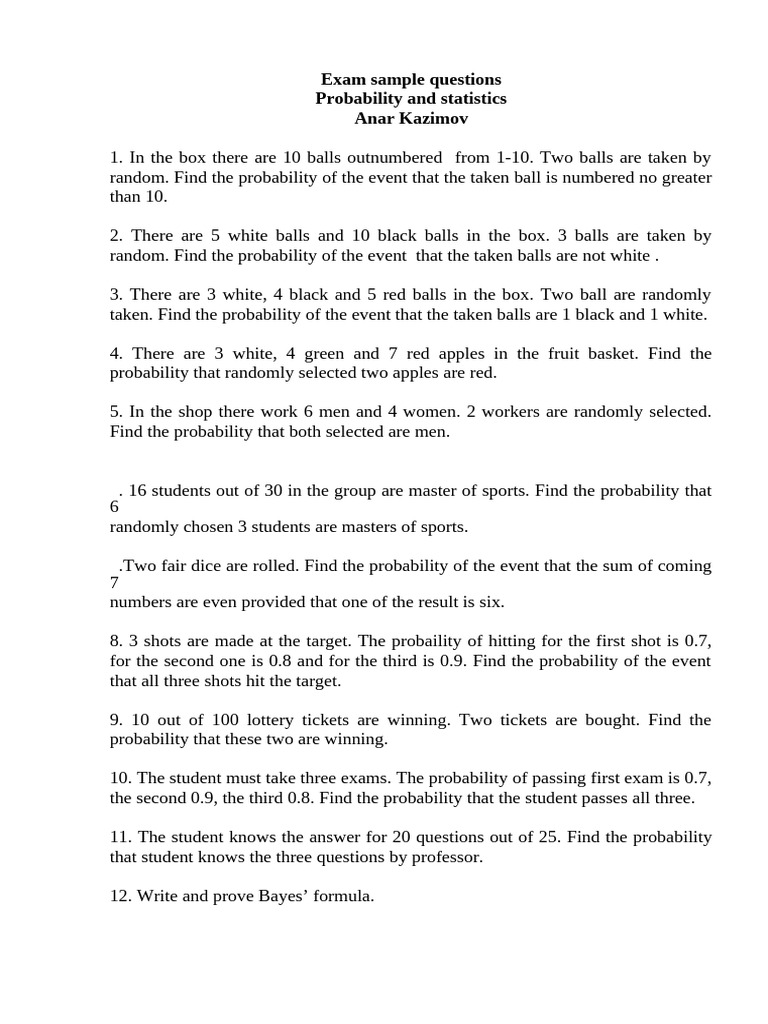 1025 1026 1062 X Tti C BR V Riyazi Analiz Anar Kazimov | PDF | Probability Distribution | Variance