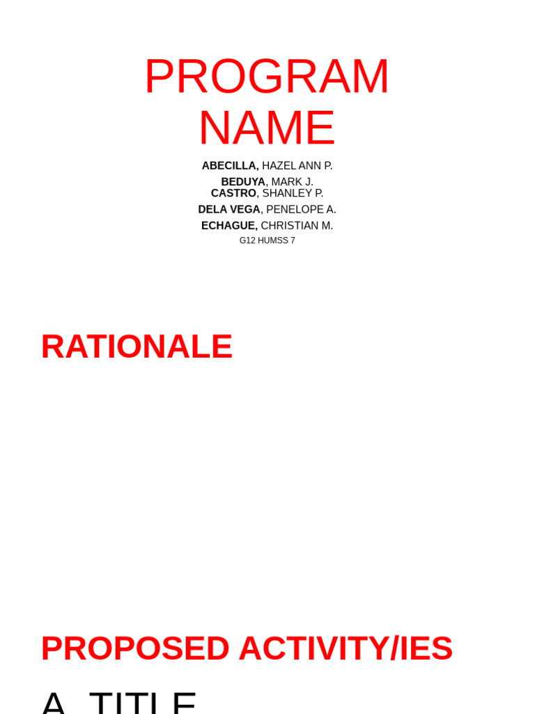 Activity Proposal Template For Pitching | PDF