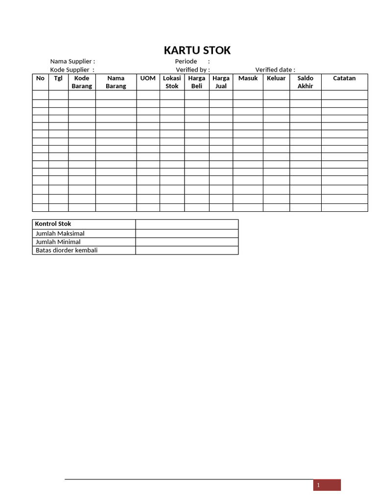Kartu Stok | PDF